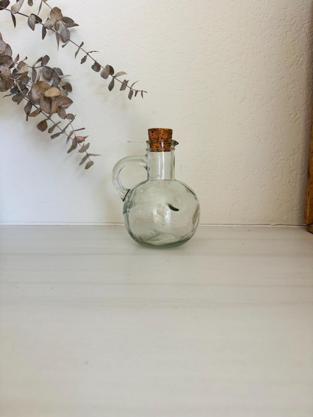 Vintage Glass Pitcher, Cork Stopper - Etsy