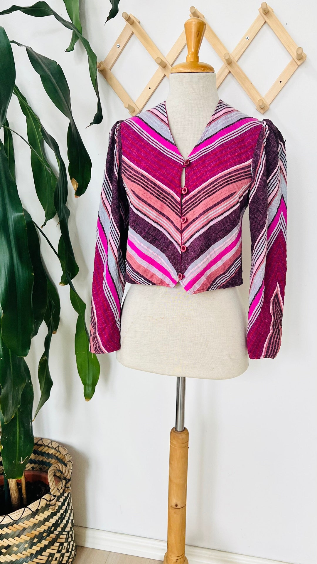 Vintage Boho Blazer / Jacket / Top, Color, Cotton, Long Sleeve - Etsy