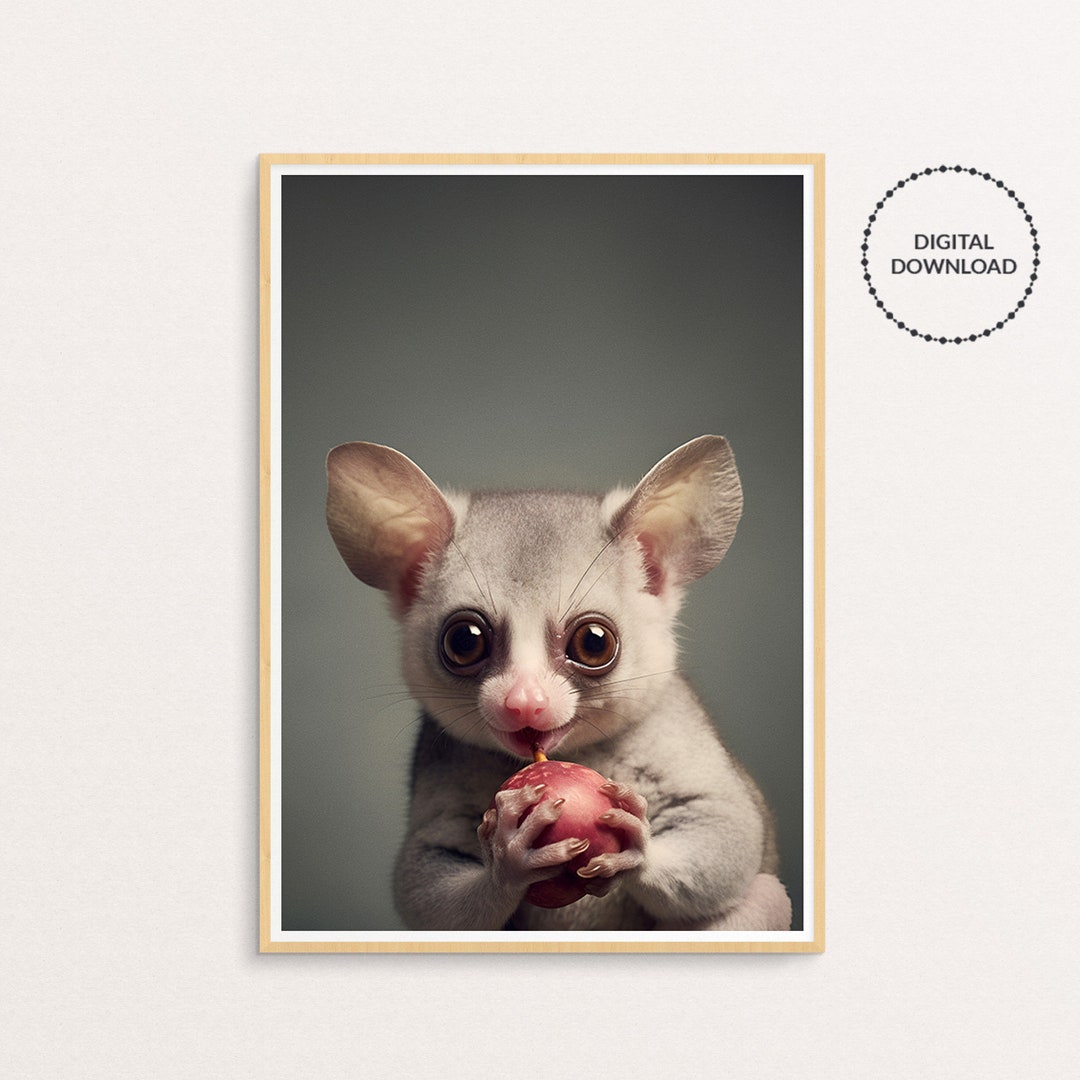 Galago With Fruit Printable Wall Art, Animal With Fruit Print, Animal ...