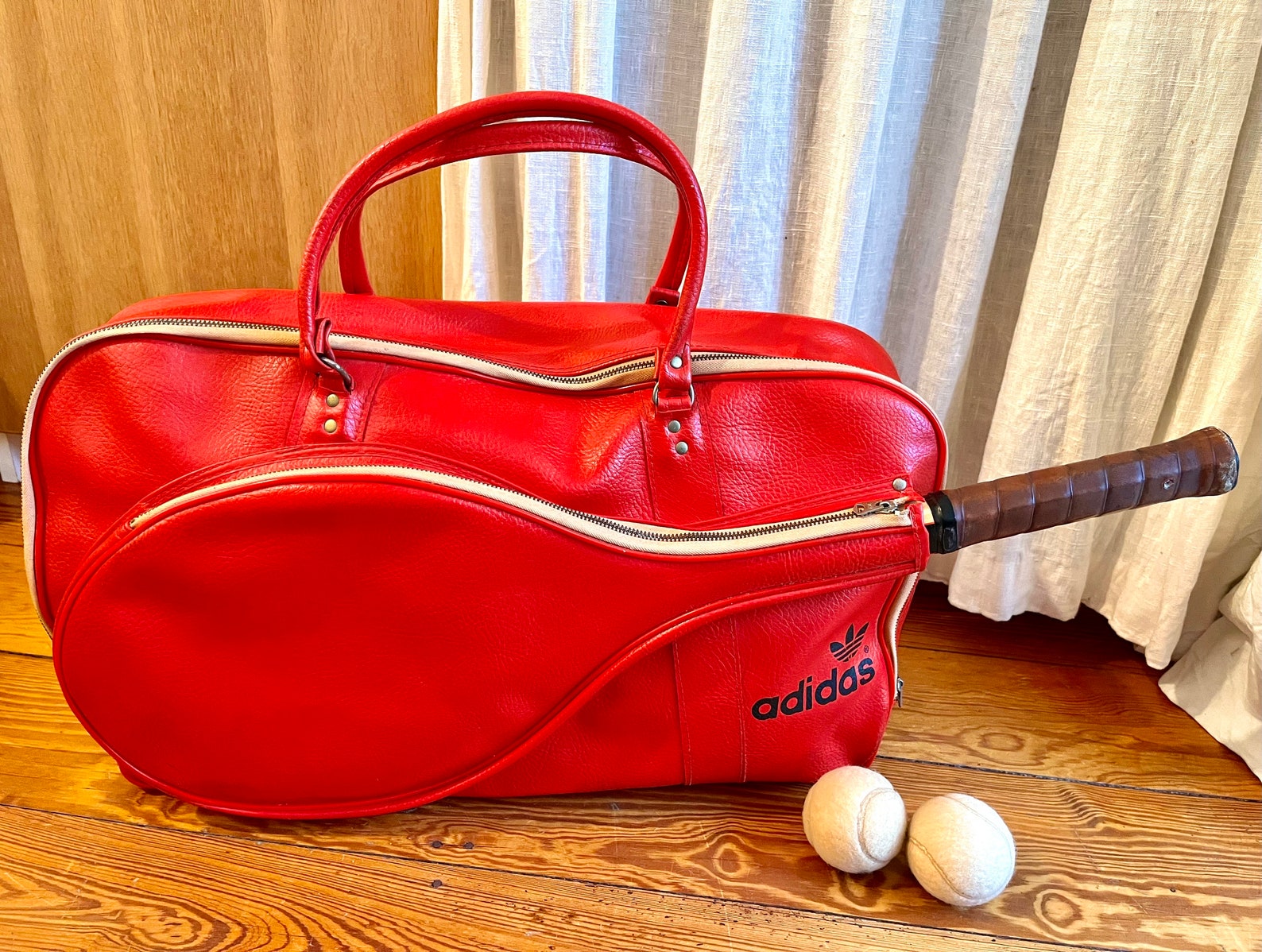 Amazing 70s Adidas Tennis Pack Vintage Bag Racket Ilie Nastase Handbag ...