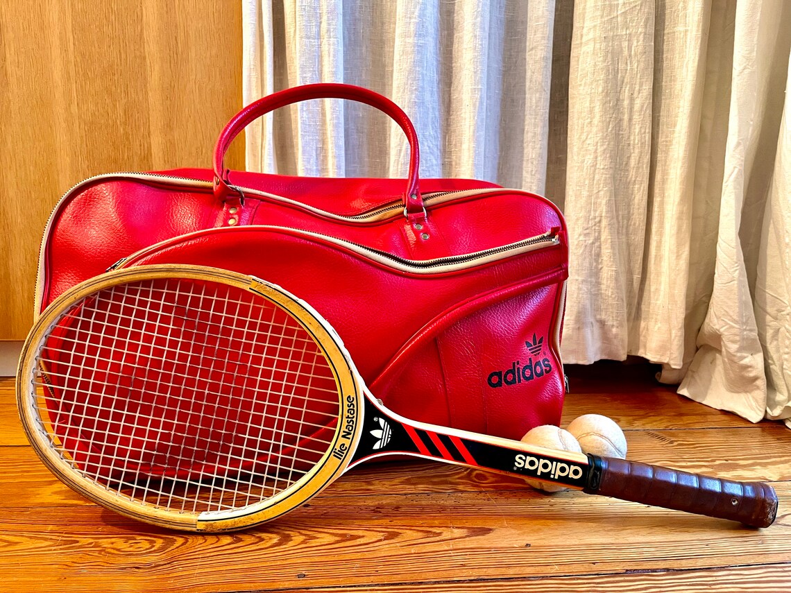 Amazing 70s Adidas Tennis Pack Vintage Bag Racket Ilie Nastase Handbag ...