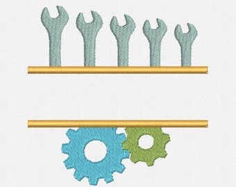 Fill Stitch Mechanic Wrenches Spark Plug Embroidery Design Download 5x7 ...