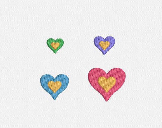 Mini Heart Machine Embroidery Design 4 Sizes - Etsy
