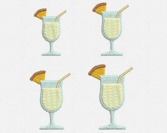 Mini Cocktails Machine Embroidery Designs Pack 3 Designs by 4 Sizes - Etsy