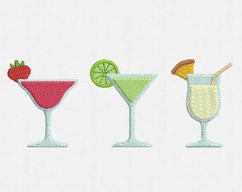 Mini Cocktails Machine Embroidery Designs Pack 3 Designs by - Etsy