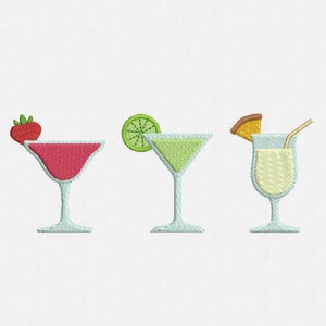 Mini Cocktails Machine Embroidery Designs Pack 3 Designs by - Etsy