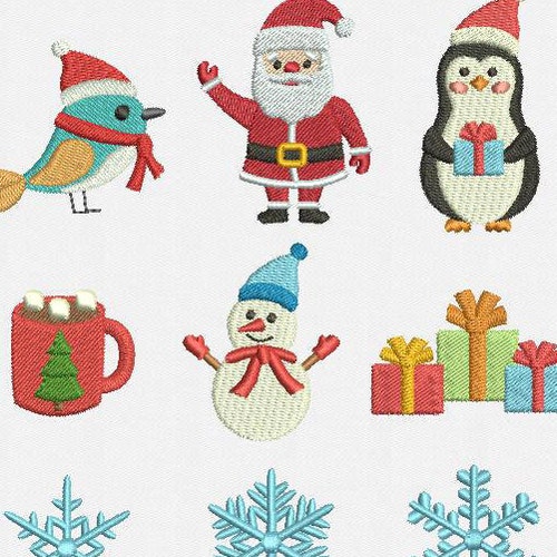 Mini Christmas Machine Embroidery Designs Pack 8 Designs: - Etsy