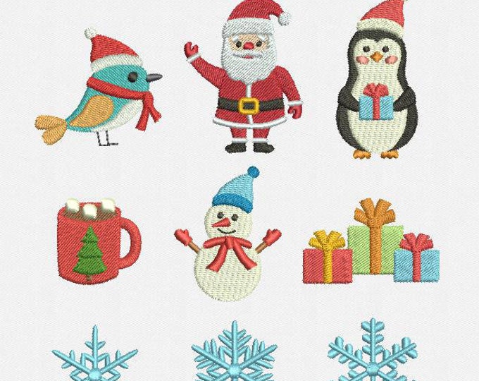 Mini Christmas Machine Embroidery Designs Pack - 7 Designs: Santa ...
