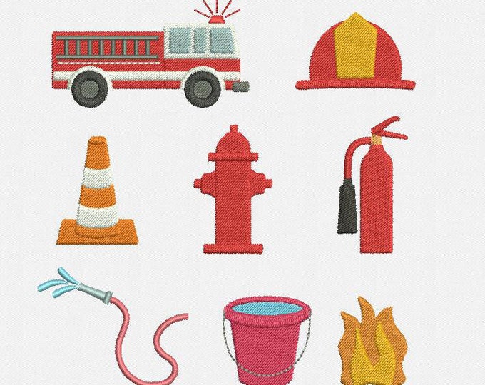 Mini Fireman Machine Embroidery Design - 8 Designs by 2 Sizes - Etsy