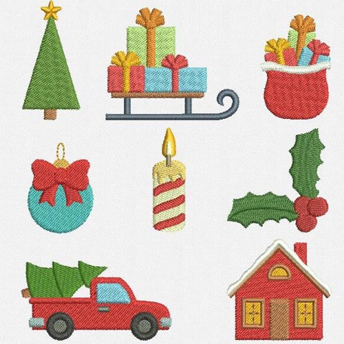 Mini Christmas Machine Embroidery Designs Pack 8 Designs: - Etsy