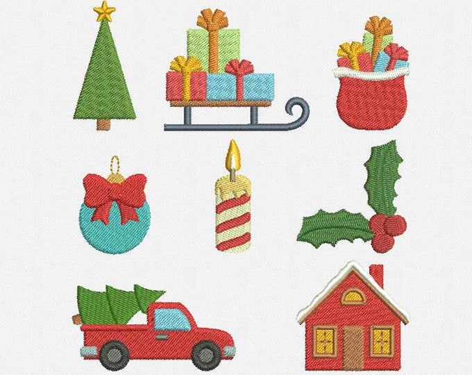 Mini Christmas Machine Embroidery Designs Pack - 8 Designs: Christmas ...