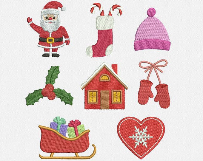 Mini Christmas Machine Embroidery Designs Pack - 8 Designs: Christmas ...