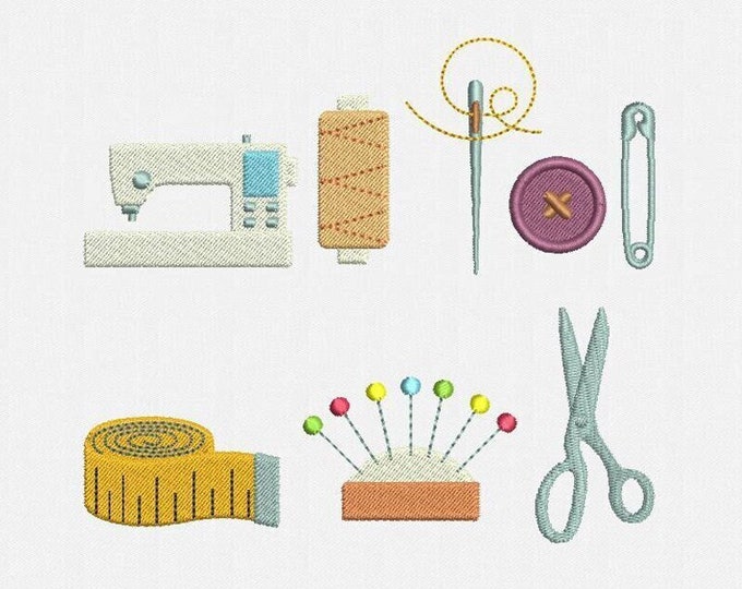 Mini Seamstress Machine Embroidery Designs Pack- 8 Designs by 3 Sizes ...