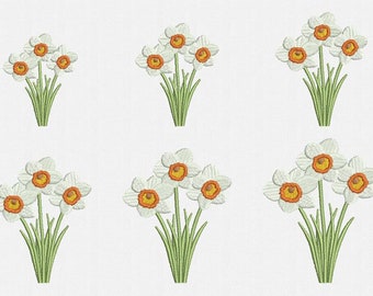Daffodils Machine Embroidery Design Set of 6 Designs 3 Sizes Each Fit ...
