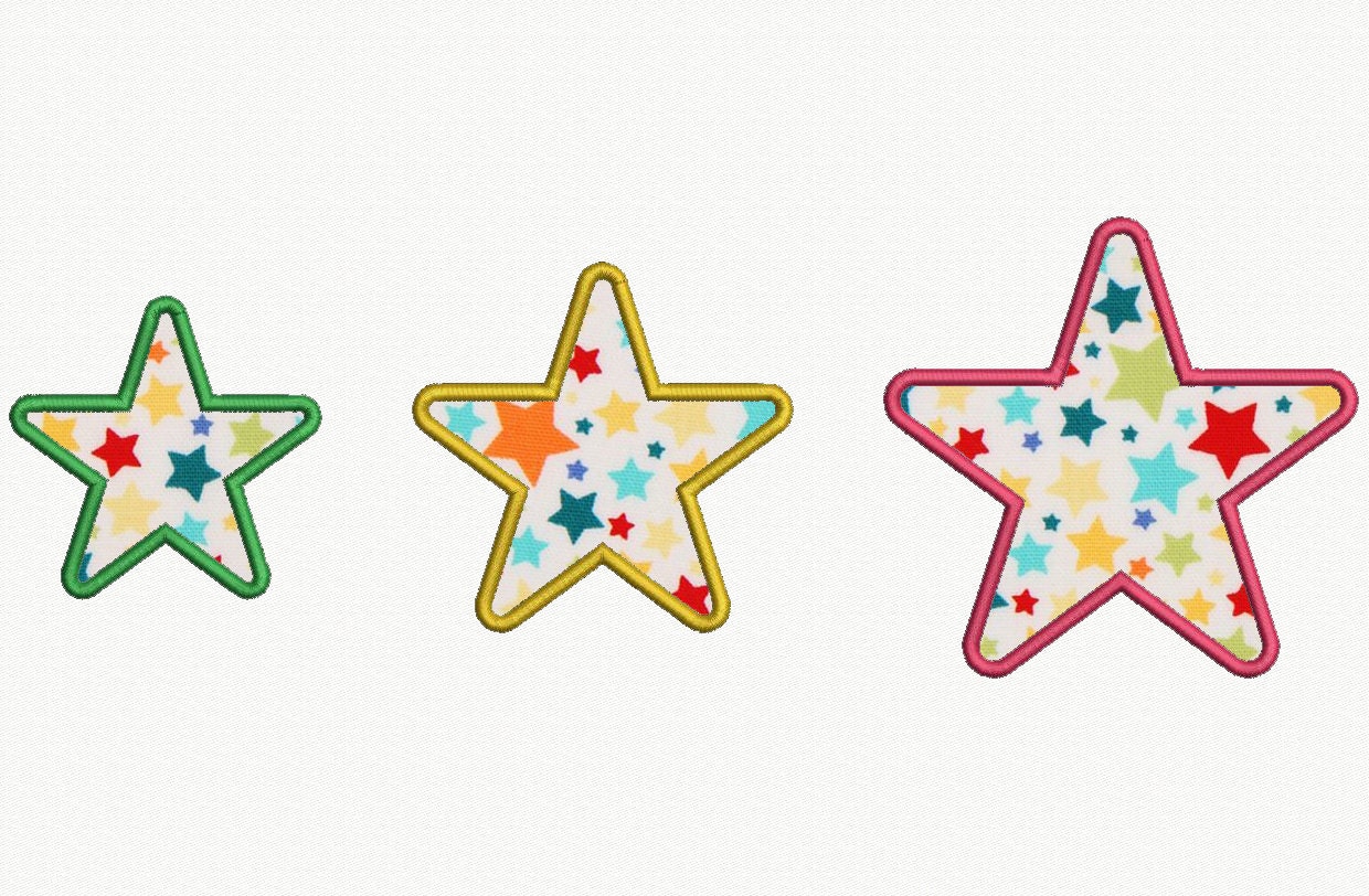 Star Applique Machine Embroidery Design 3 Sizes | Etsy