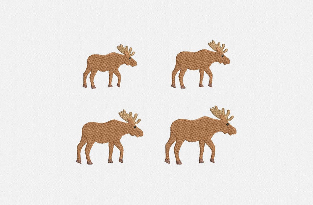 Mini Moose Machine Embroidery Design 4 Sizes - Etsy