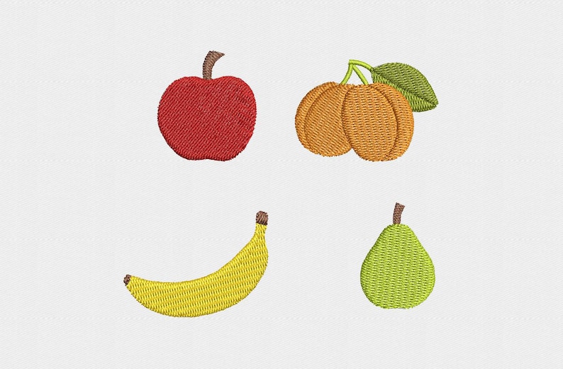 Mini Fruits Machine Embroidery Design 4 Designs by 3 Sizes | Etsy