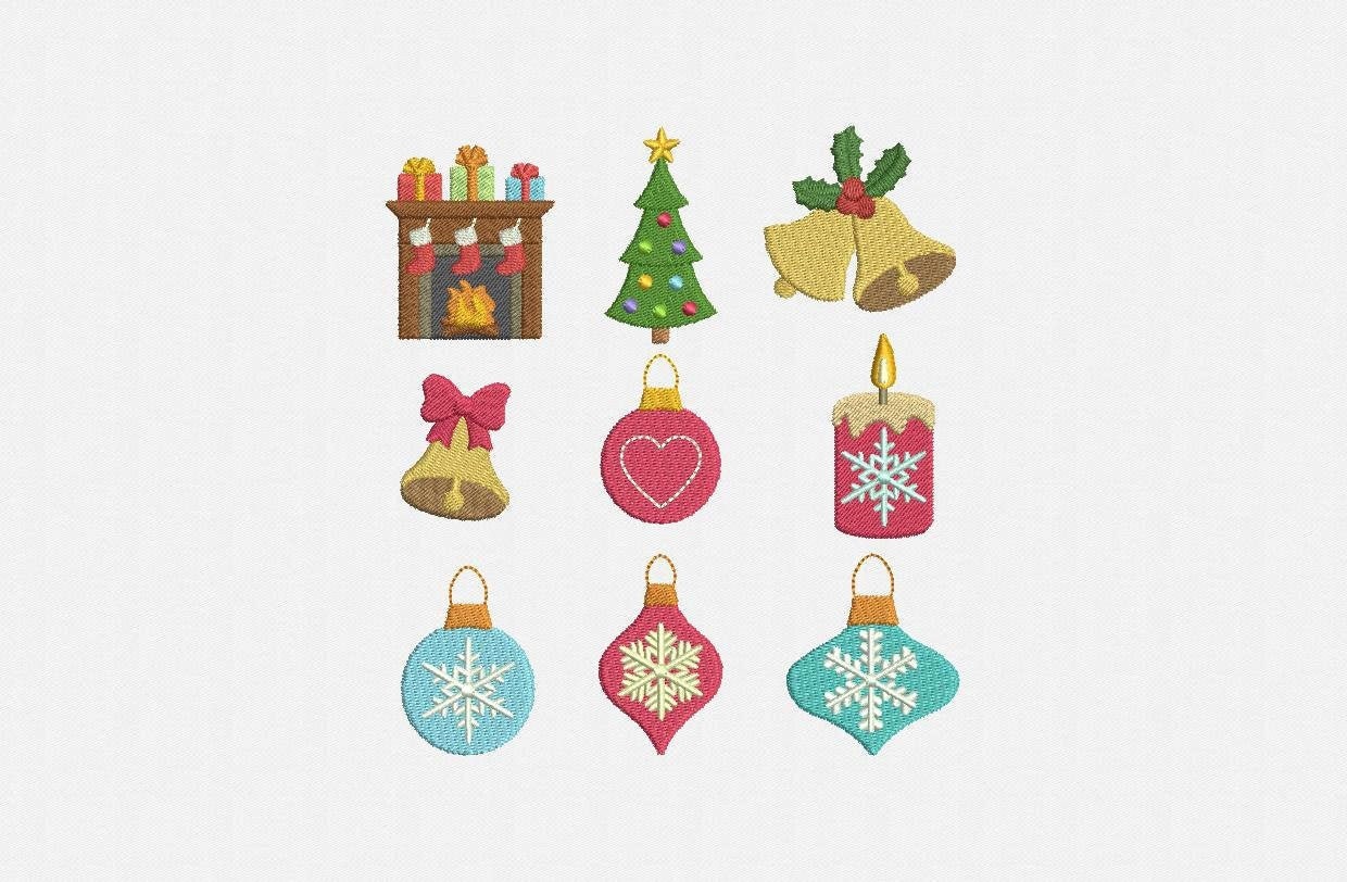 Mini Christmas Machine Embroidery Designs Pack 9 Designs | Etsy