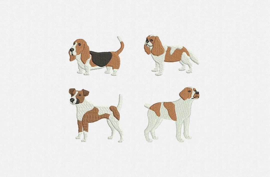 Mini Dogs Machine Embroidery Designs Pack - 4 Designs: Basset Hound ...