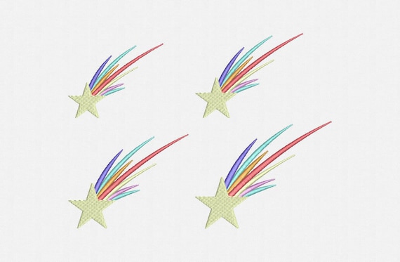 Shooting Star Machine Embroidery Design 4 Sizes - Etsy