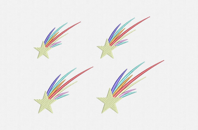 Shooting Star Machine Embroidery Design 4 Sizes - Etsy