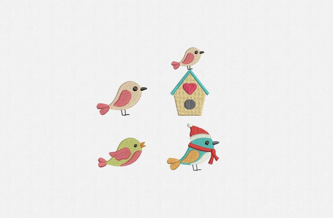 Mini Birds Machine Embroidery Design - 4 Designs - Etsy