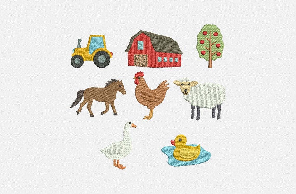 Mini Farm Machine Embroidery Design 8 Designs by 2 Sizes: - Etsy