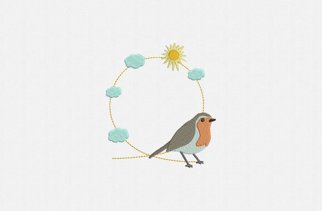 Red Robin Frame Monogram Machine Embroidery Design - 1 Size - Etsy