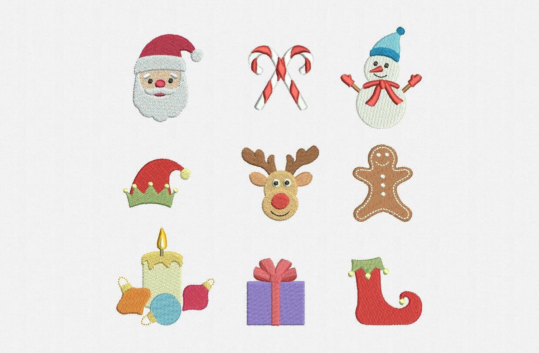Mini Christmas Machine Embroidery Designs Pack - 9 Designs - Santa ...