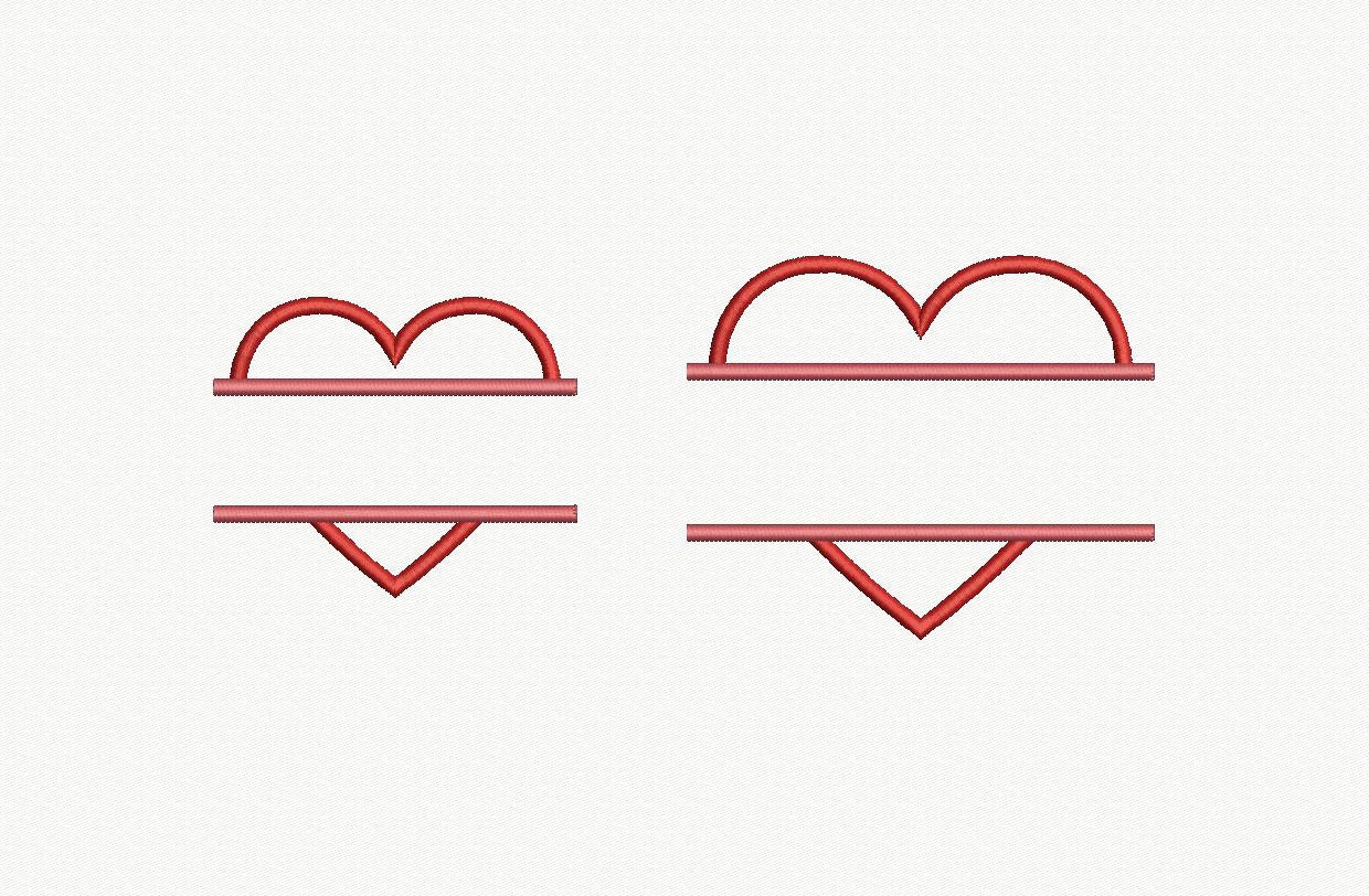 Split Heart Machine Embroidery Design 2 Sizes | Etsy
