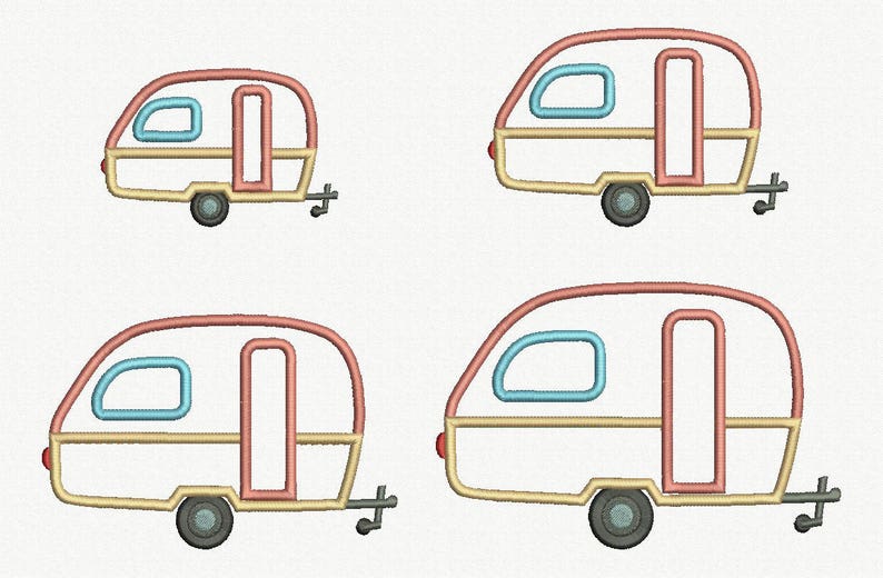 Rv Camper Trailer Applique Machine Embroidery Designs 4 - Etsy