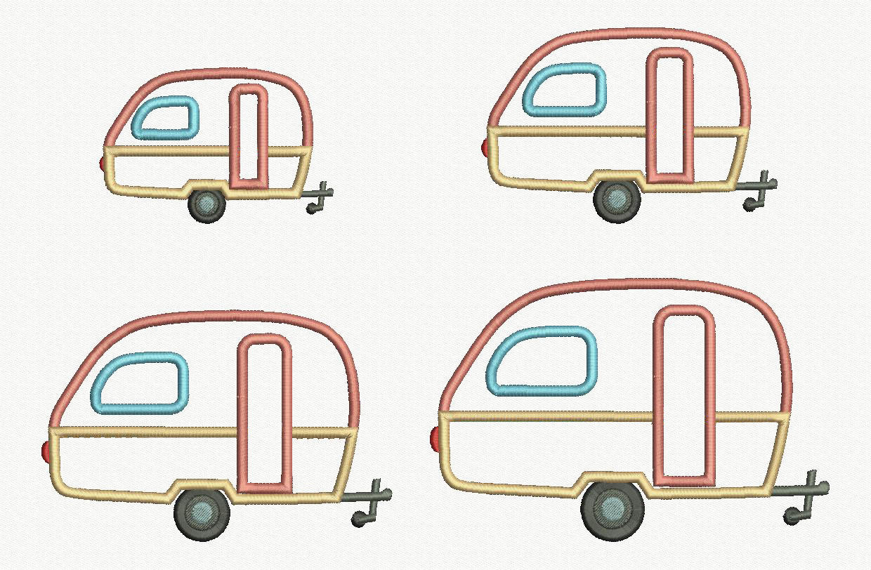 Rv Camper Trailer Applique Machine Embroidery Designs - 4 Sizes - Etsy