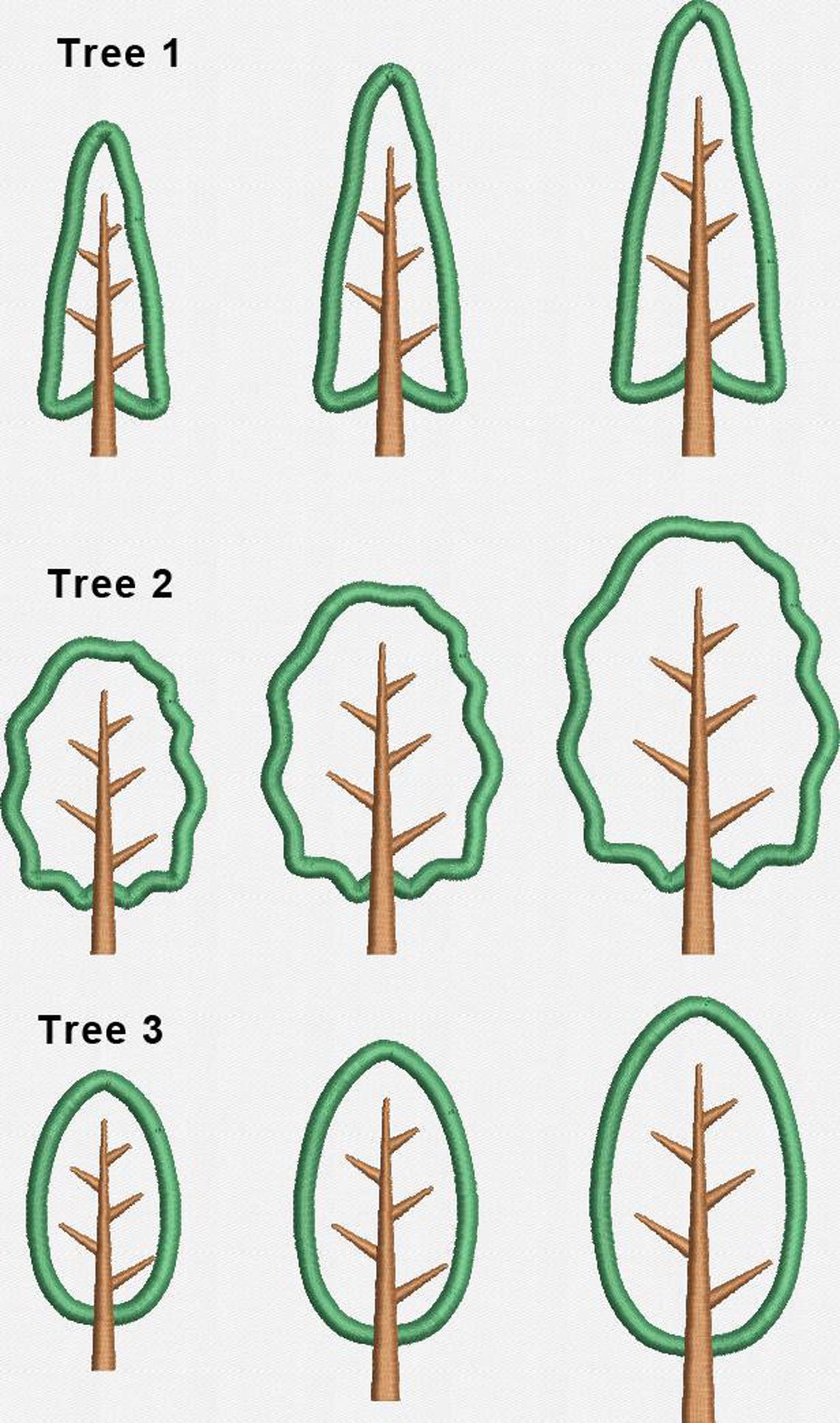 Tree Applique Machine Embroidery Design 3 Designs by 3 Sizes - Etsy