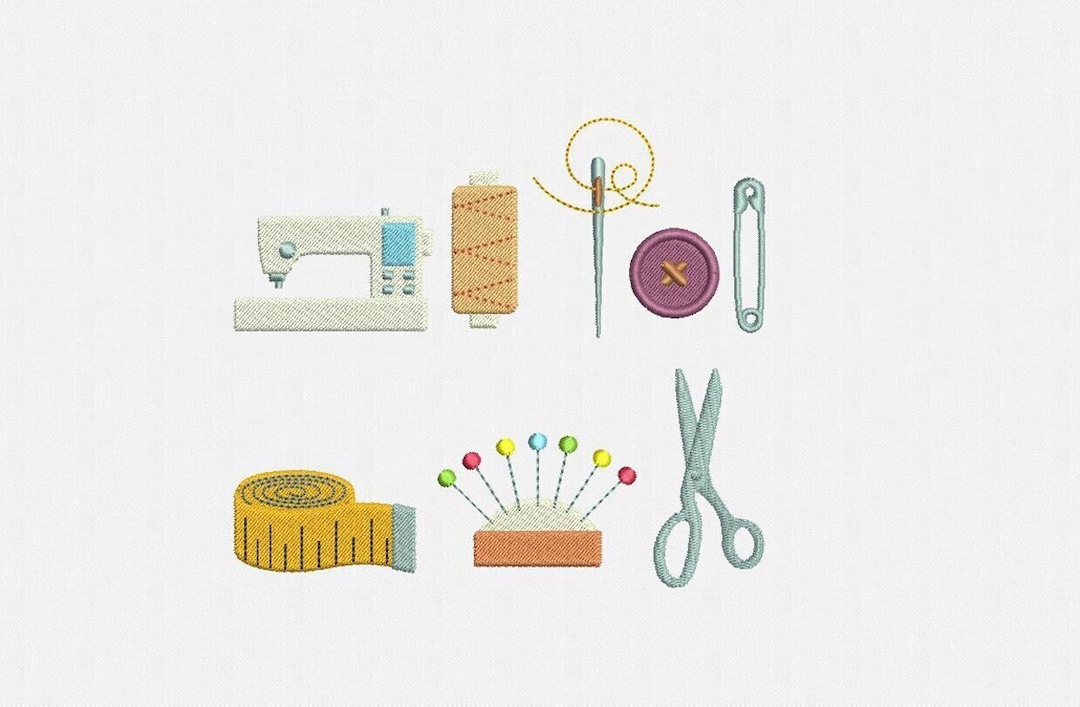 Mini Seamstress Machine Embroidery Designs Pack- 8 Designs by 3 Sizes ...