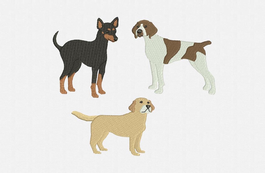 Dogs Machine Embroidery Designs Pack - 3 Designs by 2 Sizes: English ...