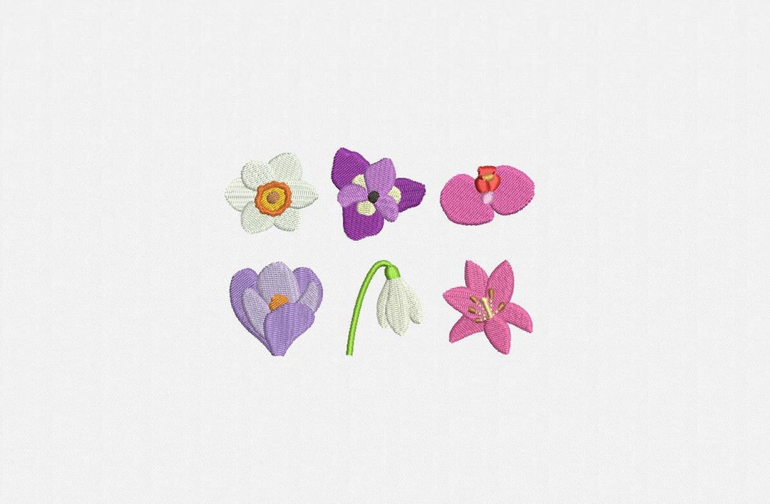 Mini Flowers Machine Embroidery Design 6 Designs by 3 Sizes: Crocus ...