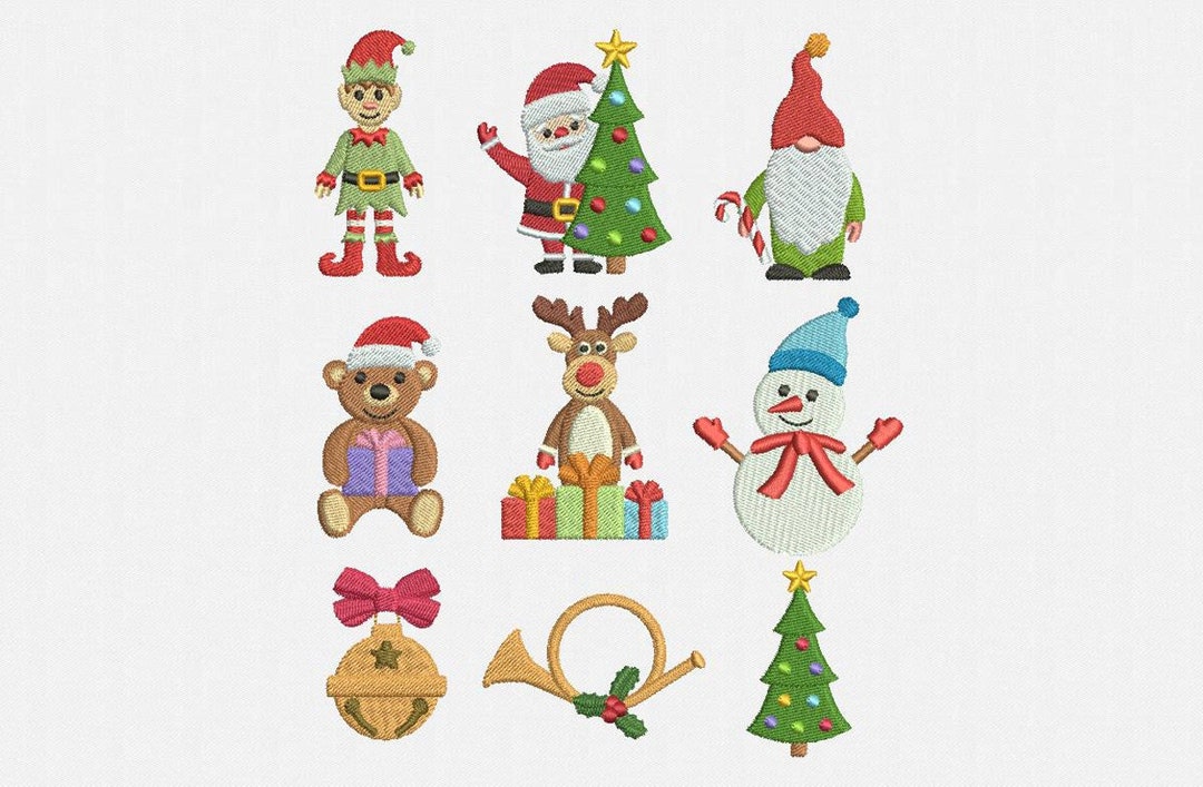 Mini Christmas Machine Embroidery Designs 9 Designs by 3 Sizes ...