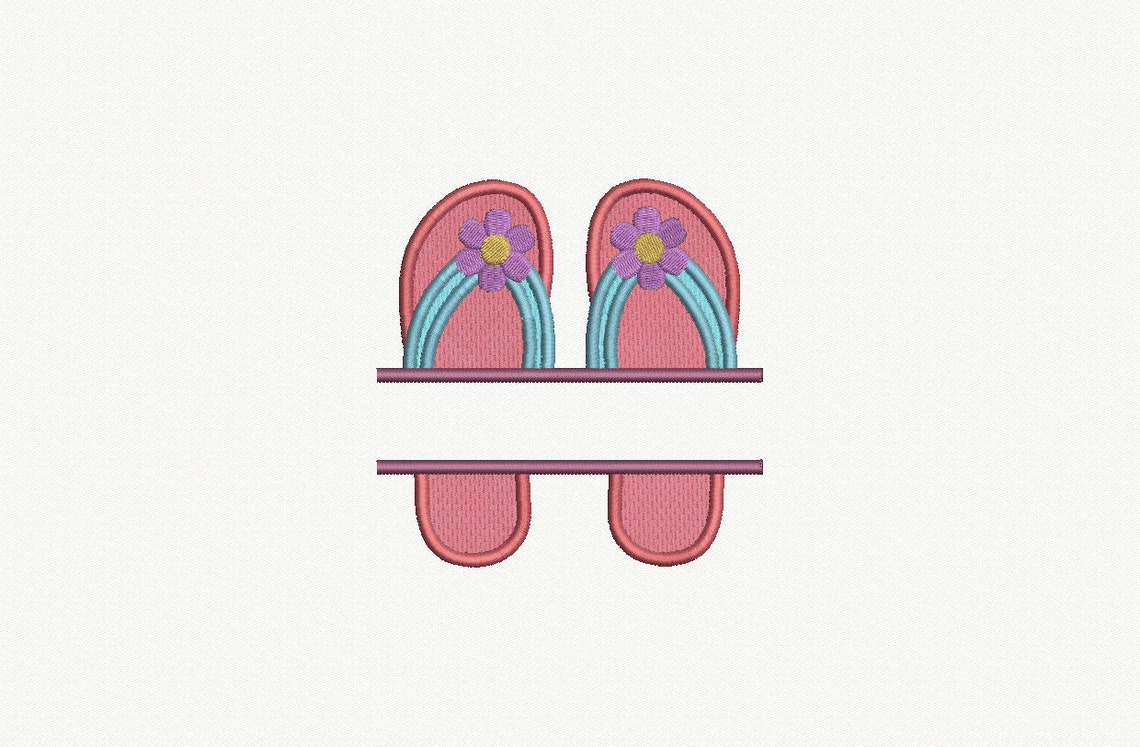Split Flip Flop Applique Machine Embroidery Design 1 Size | Etsy