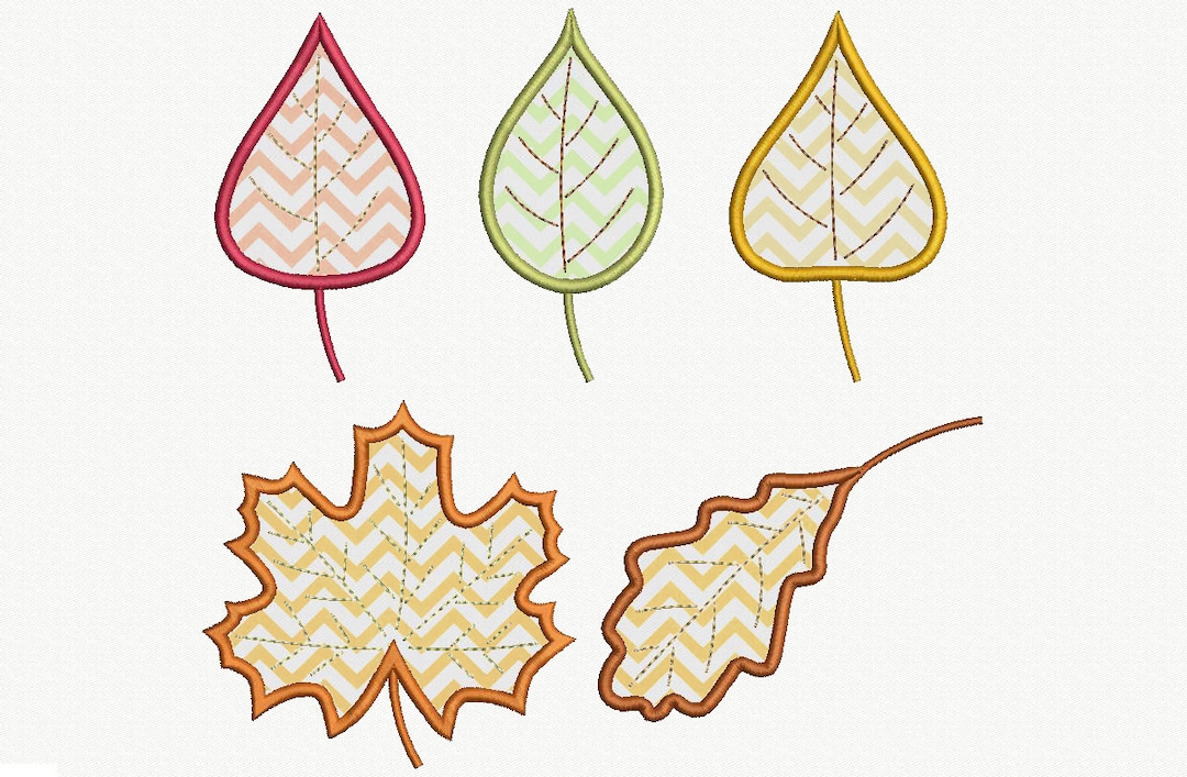 Leaf Applique Machine Embroidery Design - 5 Designs by 2 Sizes - Etsy