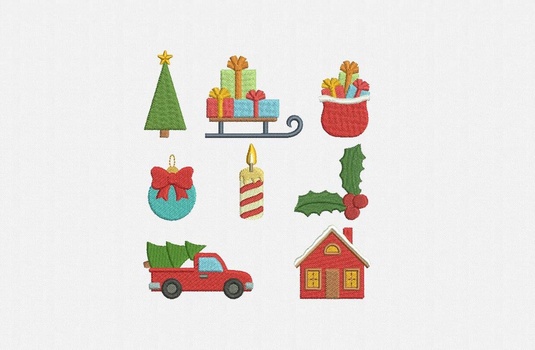 Mini Christmas Machine Embroidery Designs Pack - 8 Designs: Christmas ...
