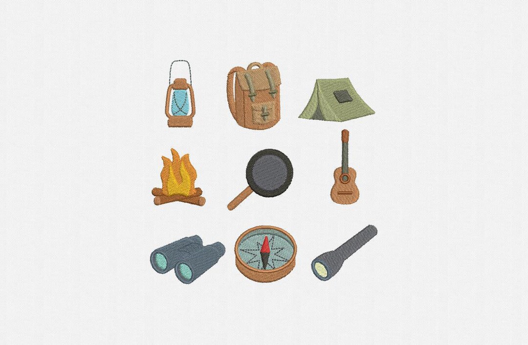 Mini Backpacking Machine Embroidery Designs Pack - 9 Designs by 3 Sizes ...