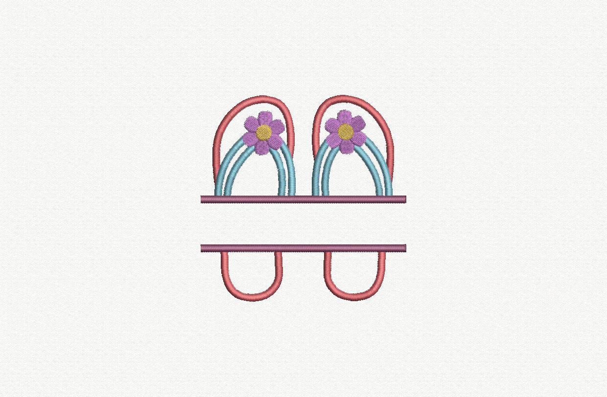 Split Flip Flop Applique Machine Embroidery Design 1 Size - Etsy