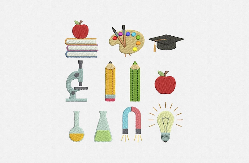Mini Back to School Machine Embroidery Designs Pack 11 | Etsy