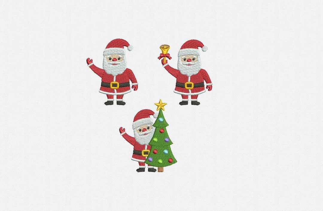 Mini Santa Machine Embroidery Designs Pack - 3 Designs - Etsy