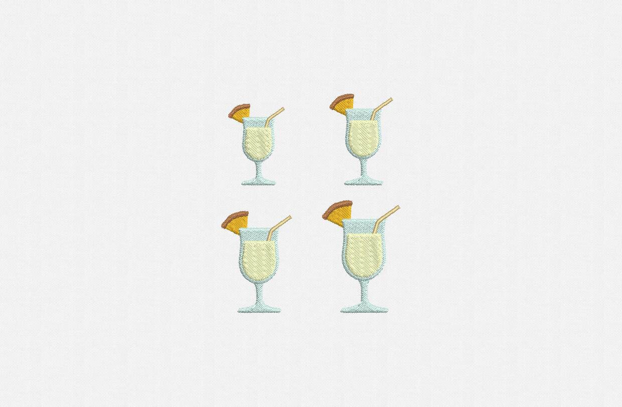 Mini Cocktails Machine Embroidery Designs Pack - 3 Designs by 4 Sizes ...