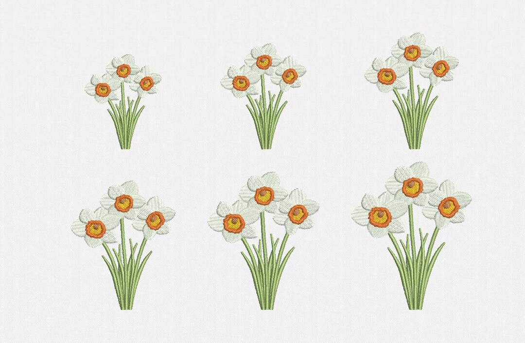 Daffodils Machine Embroidery Design - 6 Sizes - Etsy