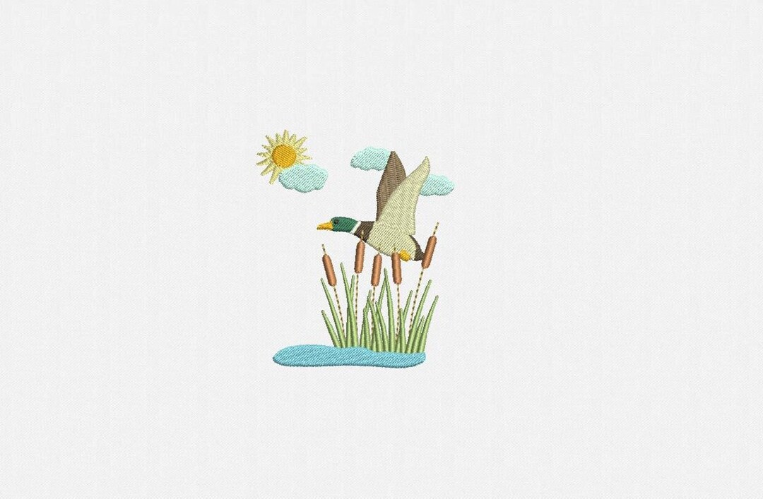 Duck and Cattails Machine Embroidery Design - 1 Size - Etsy