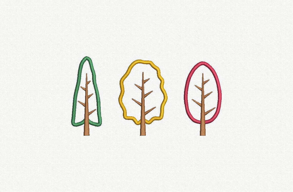 Tree Applique Machine Embroidery Design 3 Designs by 3 Sizes - Etsy
