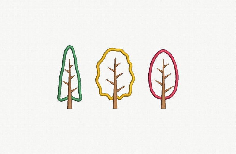 Tree Applique Machine Embroidery Design 3 Designs by 3 Sizes - Etsy