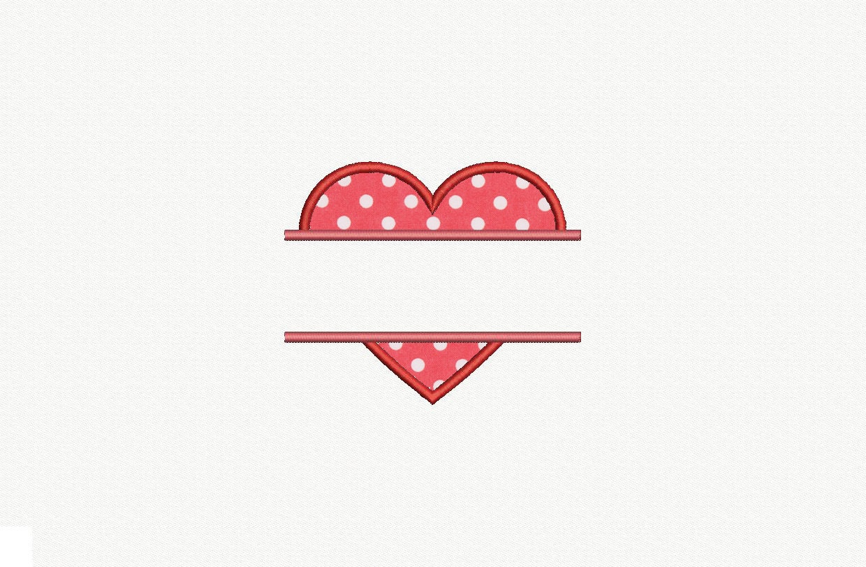 Split Heart Machine Embroidery Design 2 Sizes | Etsy